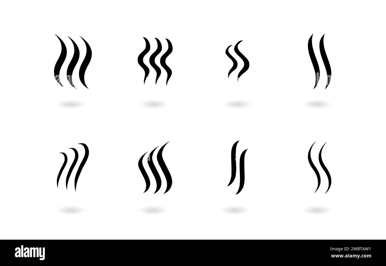 Smell or arome puff vector icon set. Scent logo design elements ...