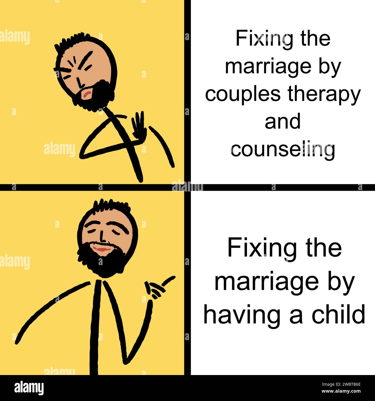 Fixing the marriage by having a baby - relationship problem. Funny meme ...