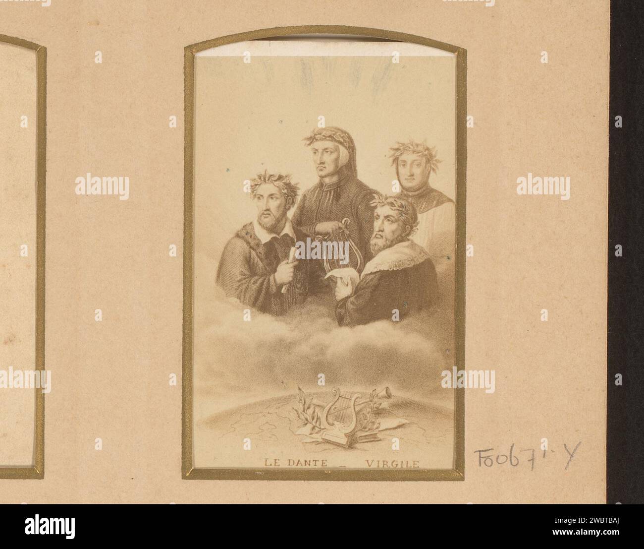 Fotoreproductie van een Prent met Dante Alighieri, Torquato Tasso ...