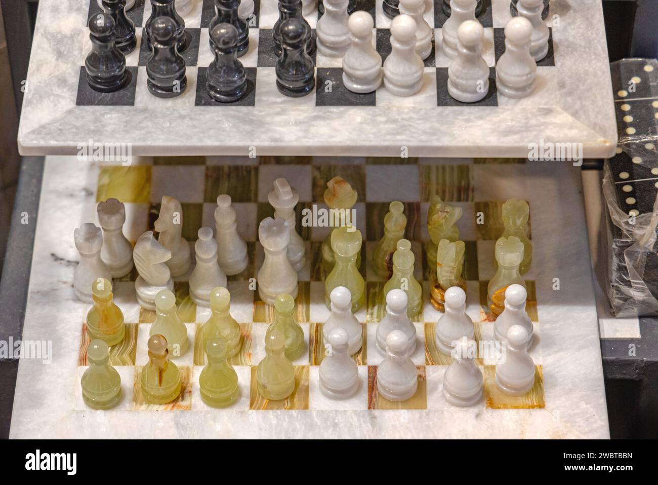 White Marble Board Luxury Chess Set Strategy Game Stock Photo - Alamy