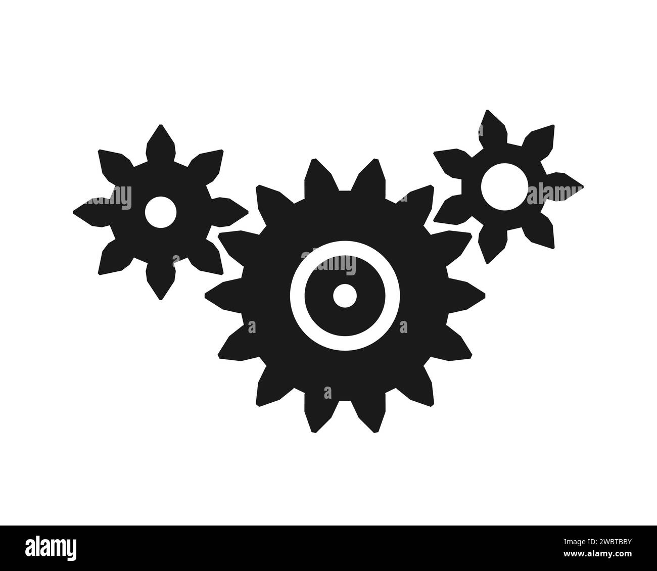 Flat cogwheel vector illustration. Three cog wheel gears - mechanical ...