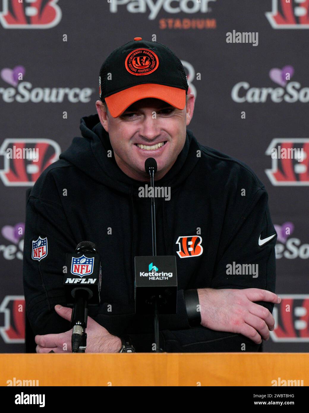 Cincinnati Bengals head coach Zac Taylor speaks with reporters ...
