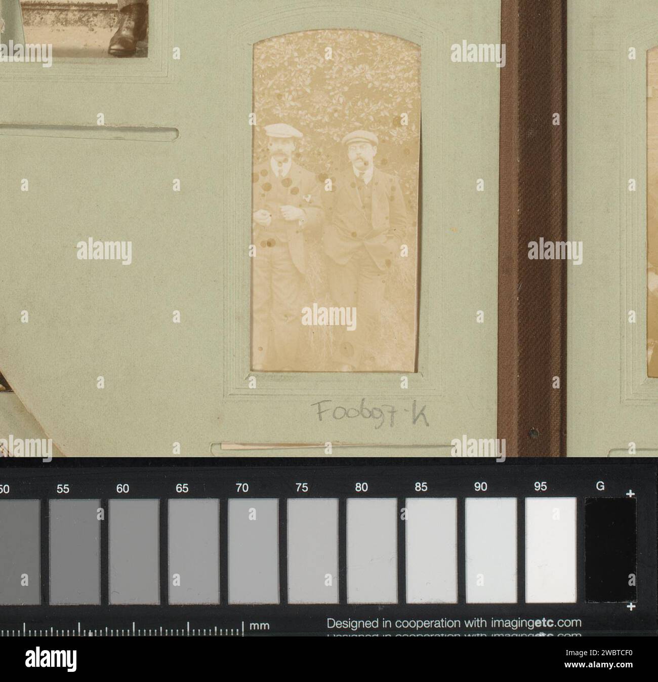 Two men with caps and mustaches in a garden, Anonymous, 1890 - 1910 ...