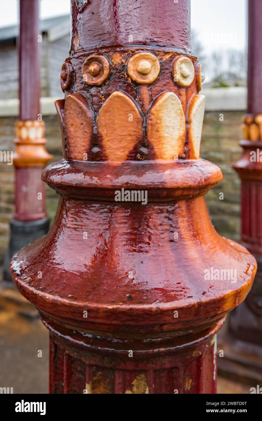Decorative iron support pillars at Settle station which support the ...