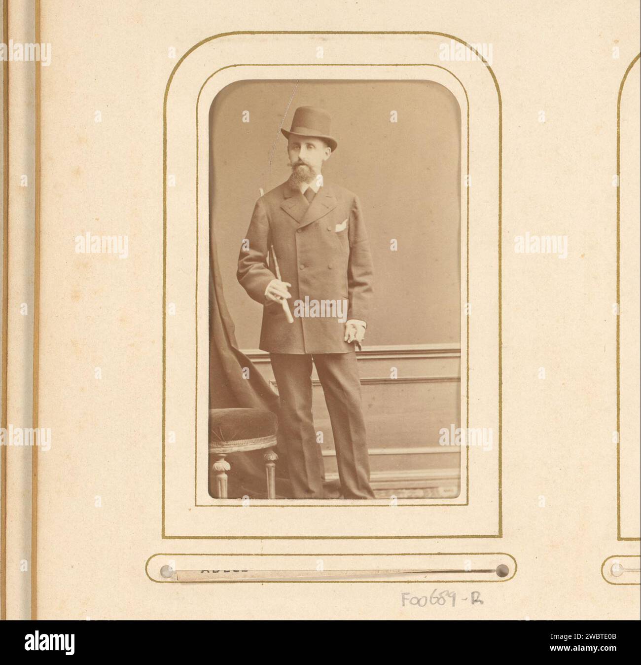 Portrait of a man with hat and stick, K.K. Hof -Atelier Adèle, 1875 ...