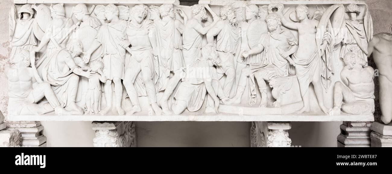 Sarcophagus, dating from second century AD, featuring the triumphal ...