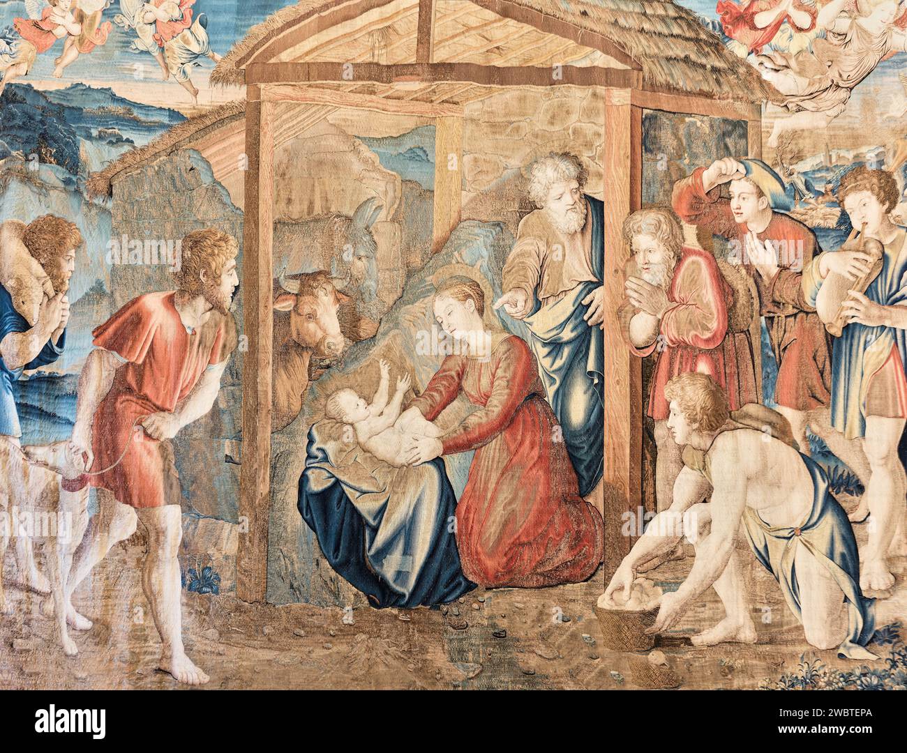 Tapestry of the Scola Nuova featuring shepherds at the birth of Jesus Christ; Galleria degli ...