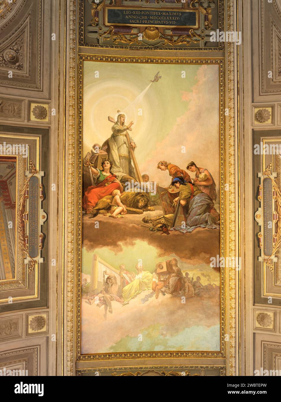 Painted ceiling featuring christian heavenly triumph; Galleria dei ...