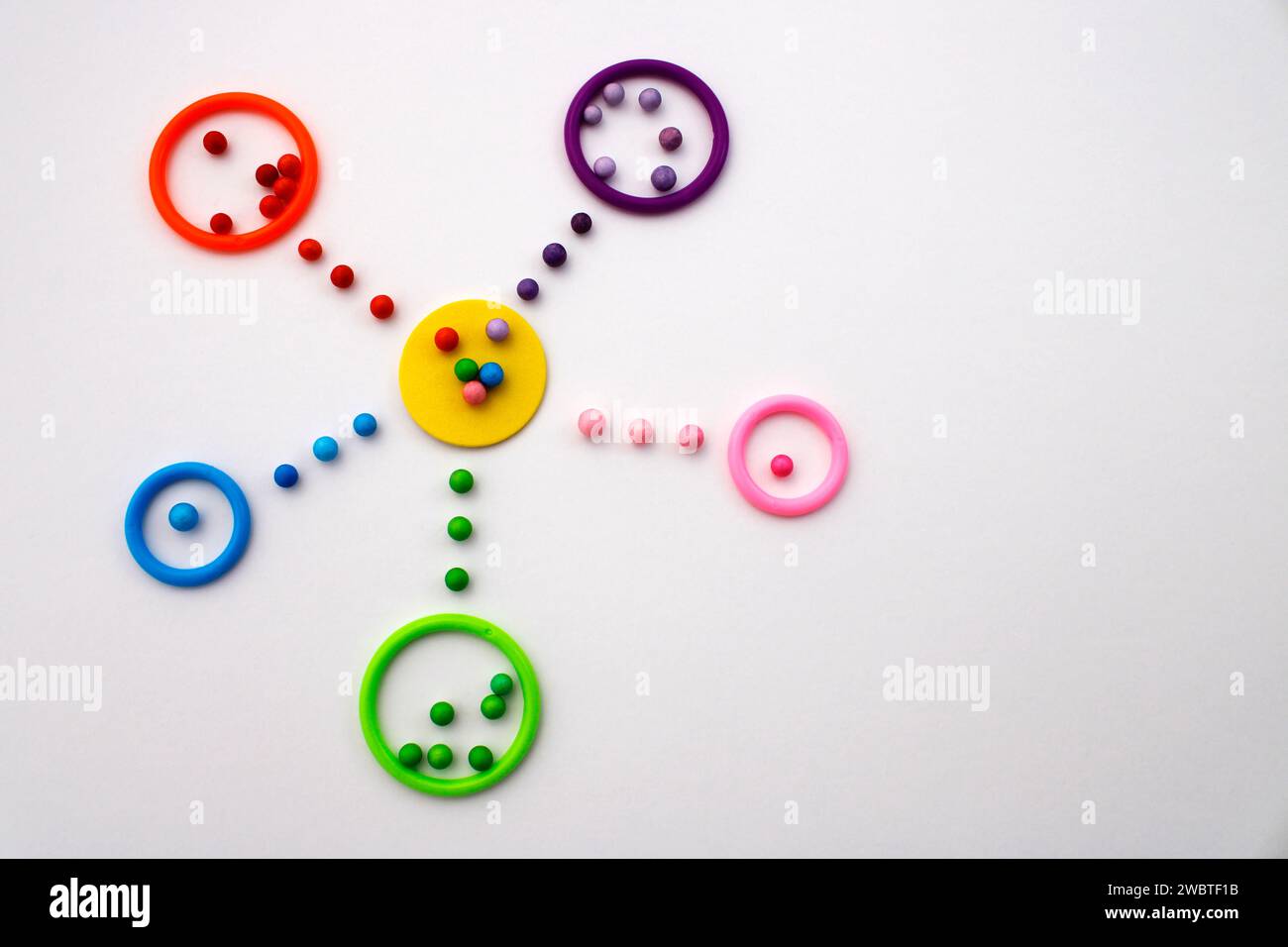 Teams represented by different colors coming together at a meeting ...