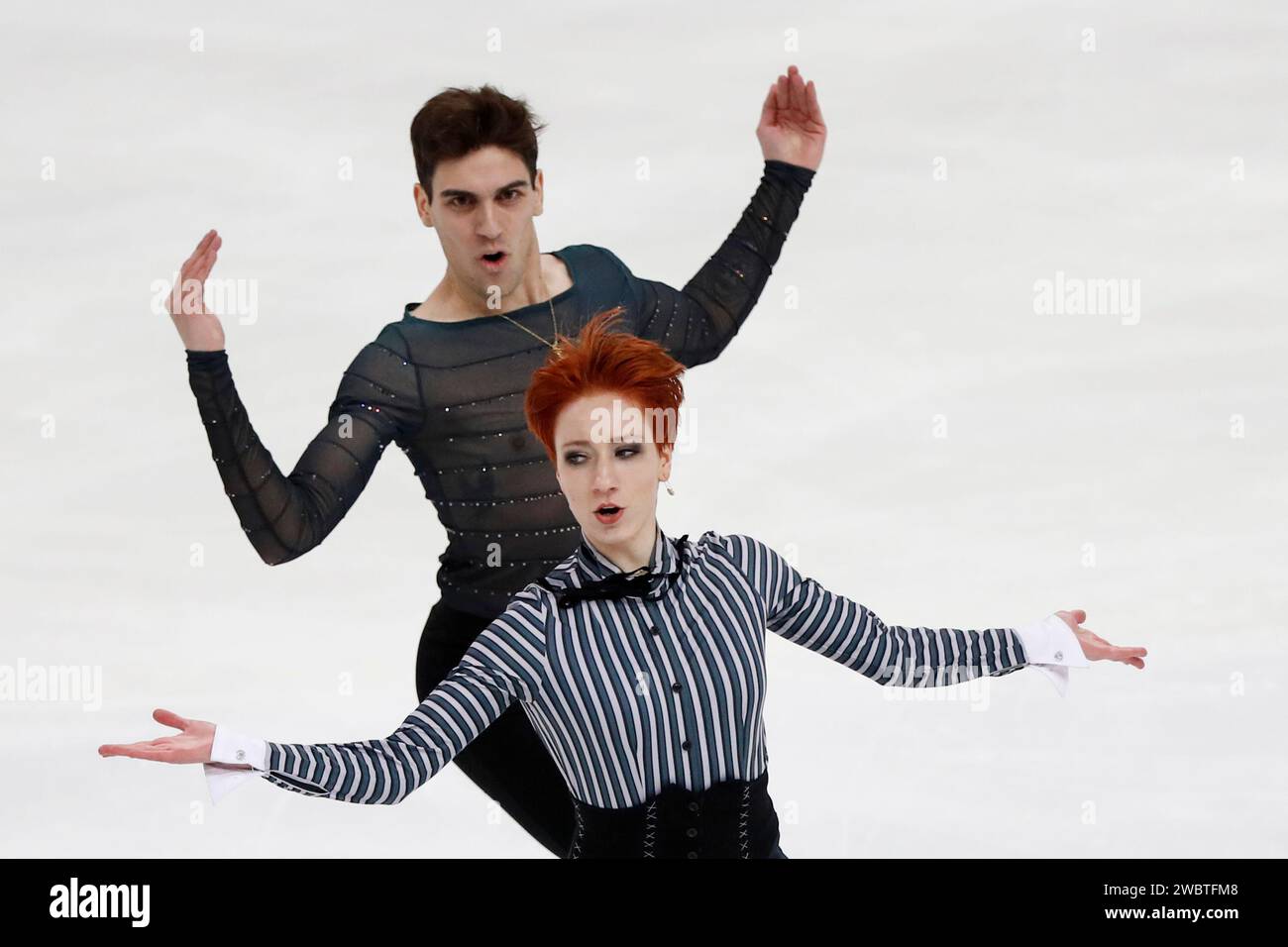 Evgeniia Lopareva and Geoffrey Brissaud of France perform in rhythm ...