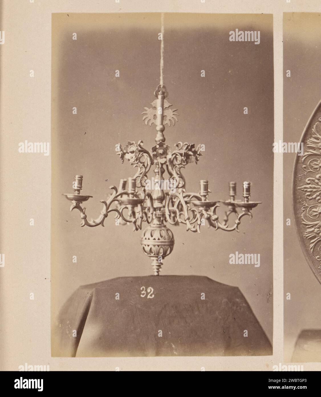 Metal hanging lamp with arms, anonymous, c. 1860 - c. 1885 photograph ...