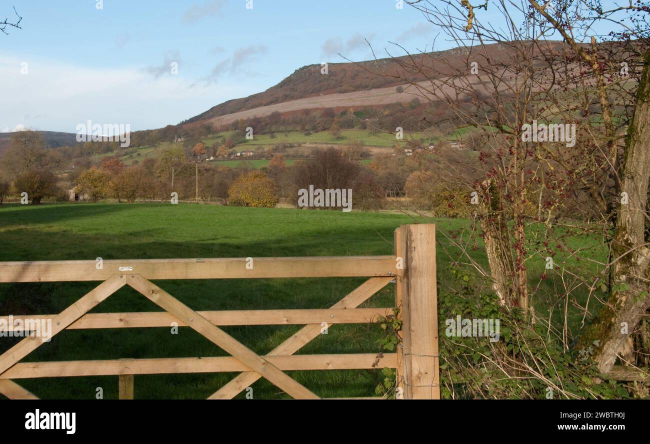 Rural scene, Bamford, Derbyshire, UK, field, hills, trees Stock Photo ...