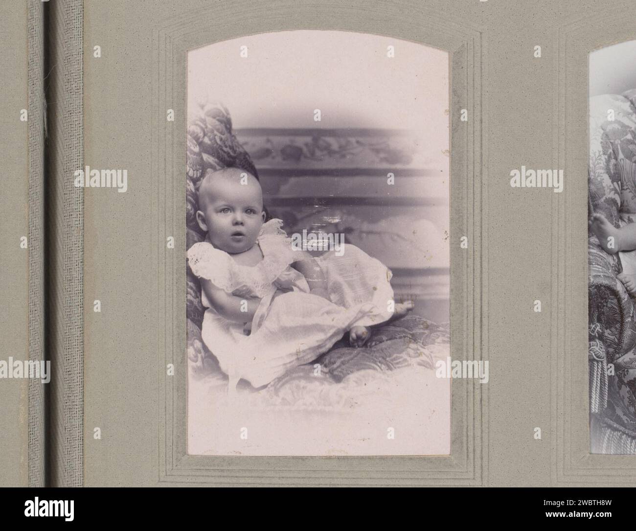 Portrait of a sitting baby in white dress, and. Brattström, 1880 - 1920 ...