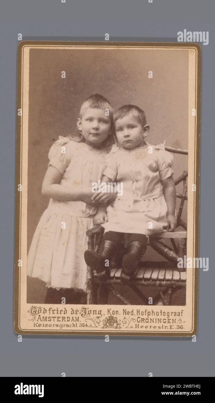 Portrait of two unknown children, Godfried de Jong, 1887 - 1896 ...