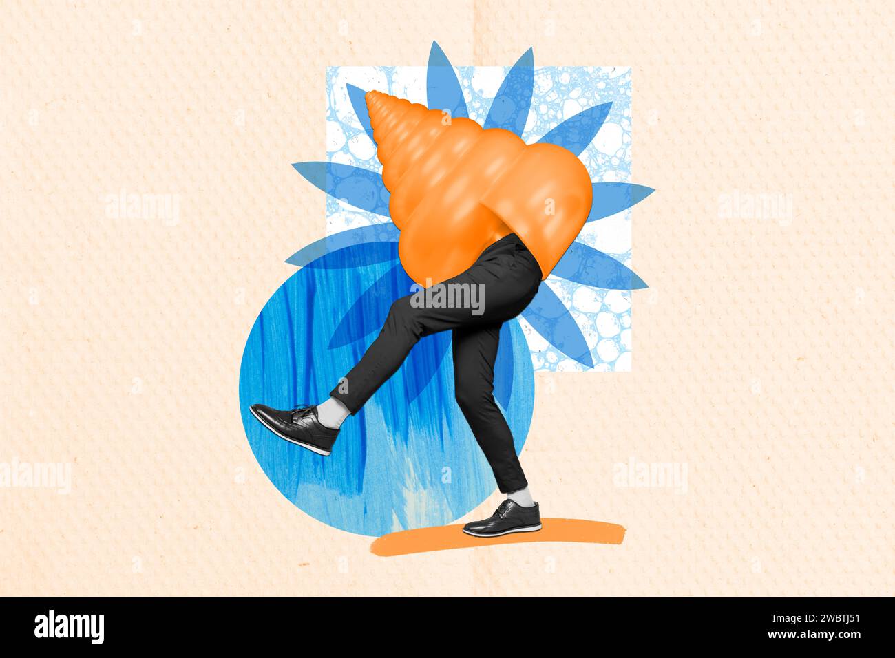 Poster collage image of weird character unusual man strange in seashell ...