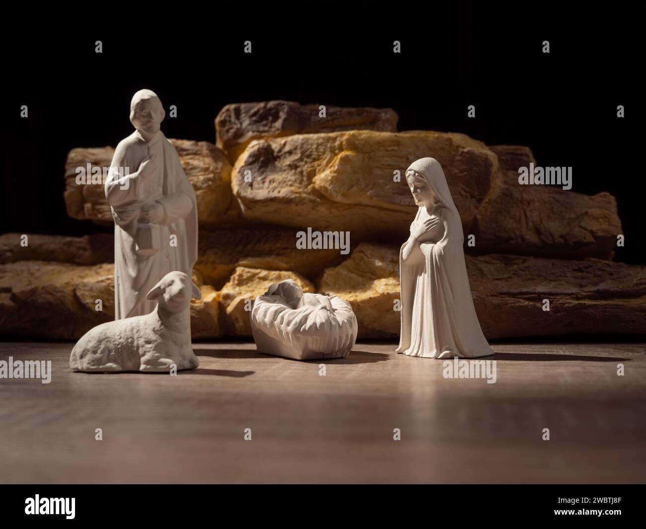 Scene from the statue of the birth of Jesus Christ. Religious scene ...