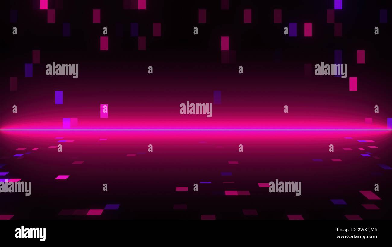 Abstract technology background with blocks and neon line. Computer ...