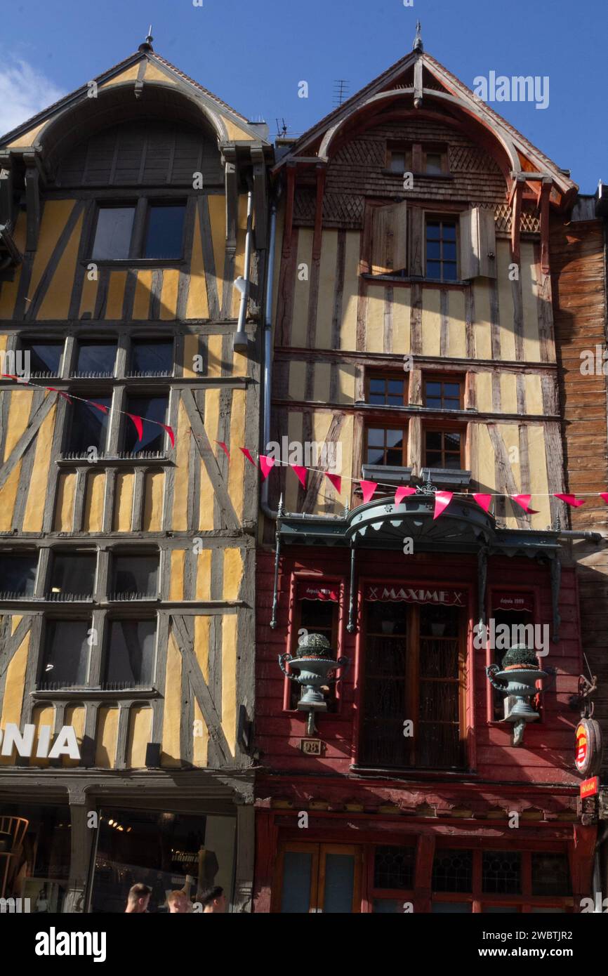 Medieval timber-framed houses on the Place du Marché au Pain in the ...