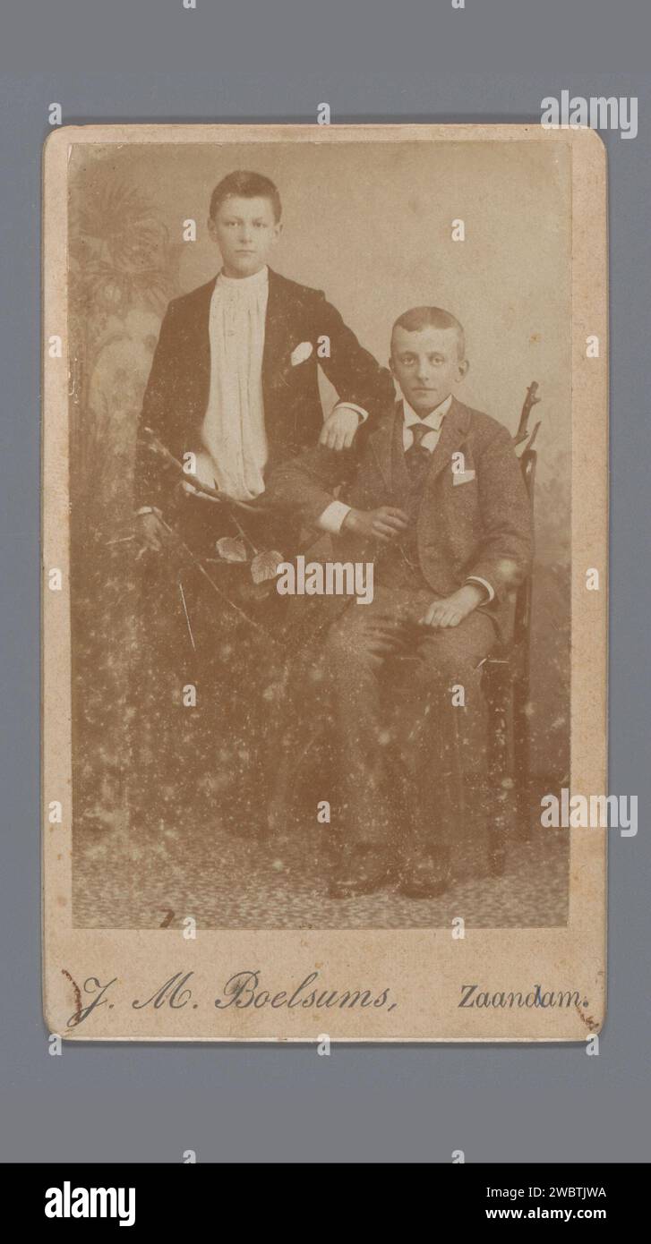 Portrait of two unknown boys, J.M. Boelsums, 1854 - 1885 Photograph ...