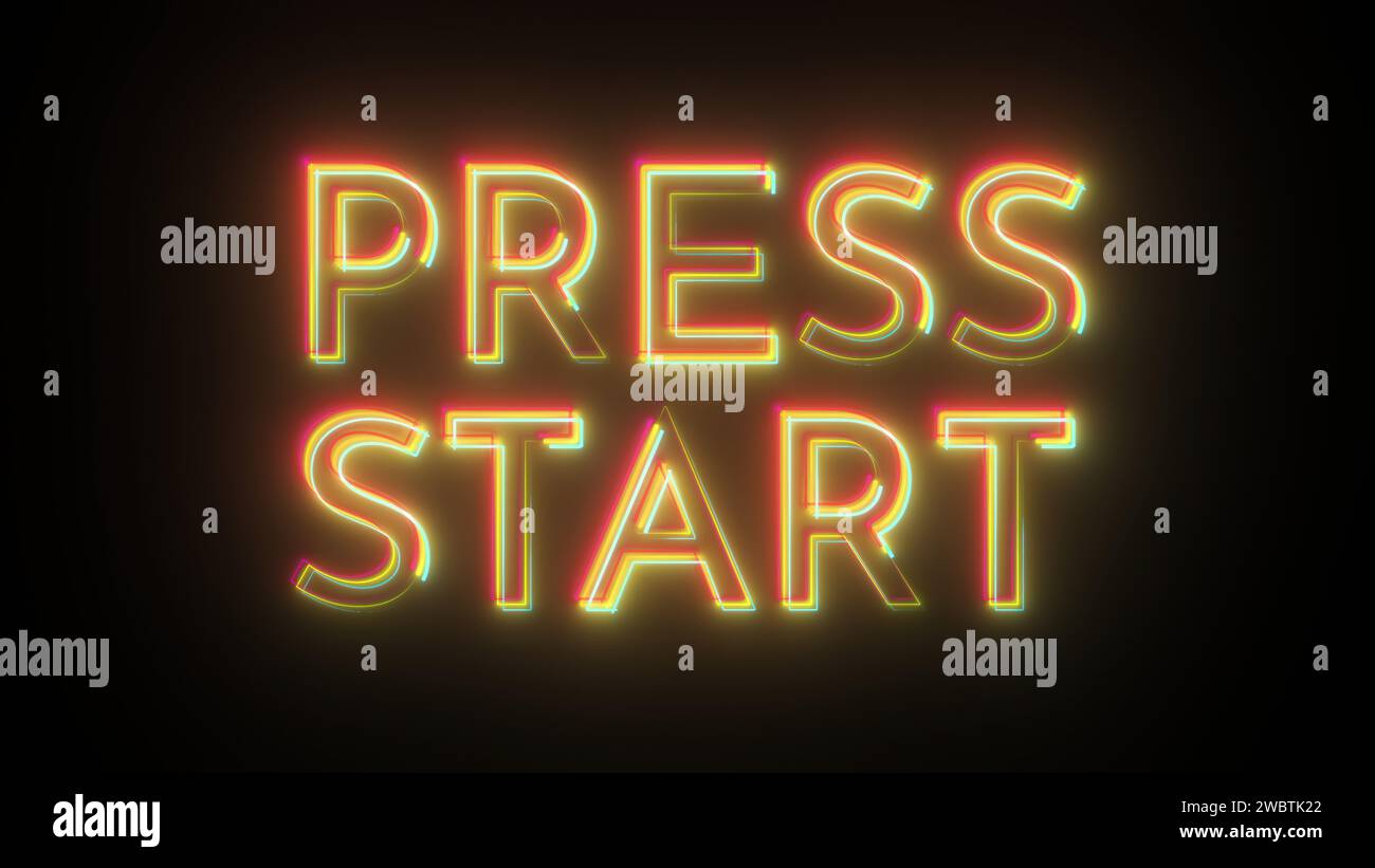 Press start text. Computer generated 3d render Stock Photo - Alamy