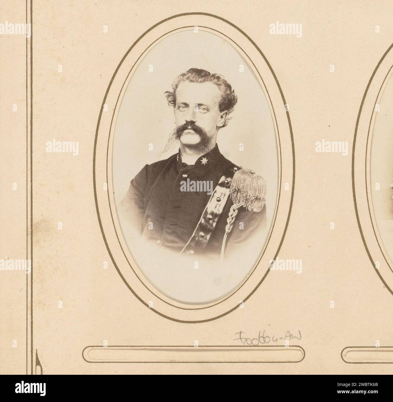 Portrait of a man with a long mustache in military uniform, J.B. Jasper, 1870 - 1899 Photograph ...