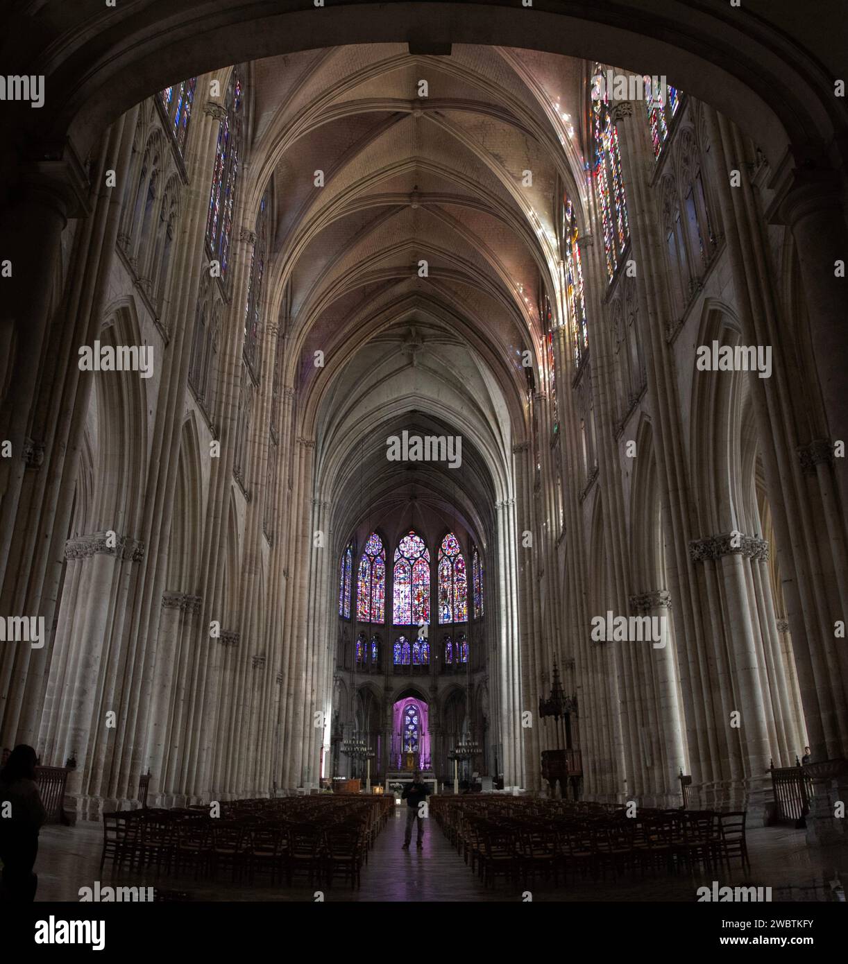The soaring Gothic nave of St Peter and St Paul cathedral in Troyes ...