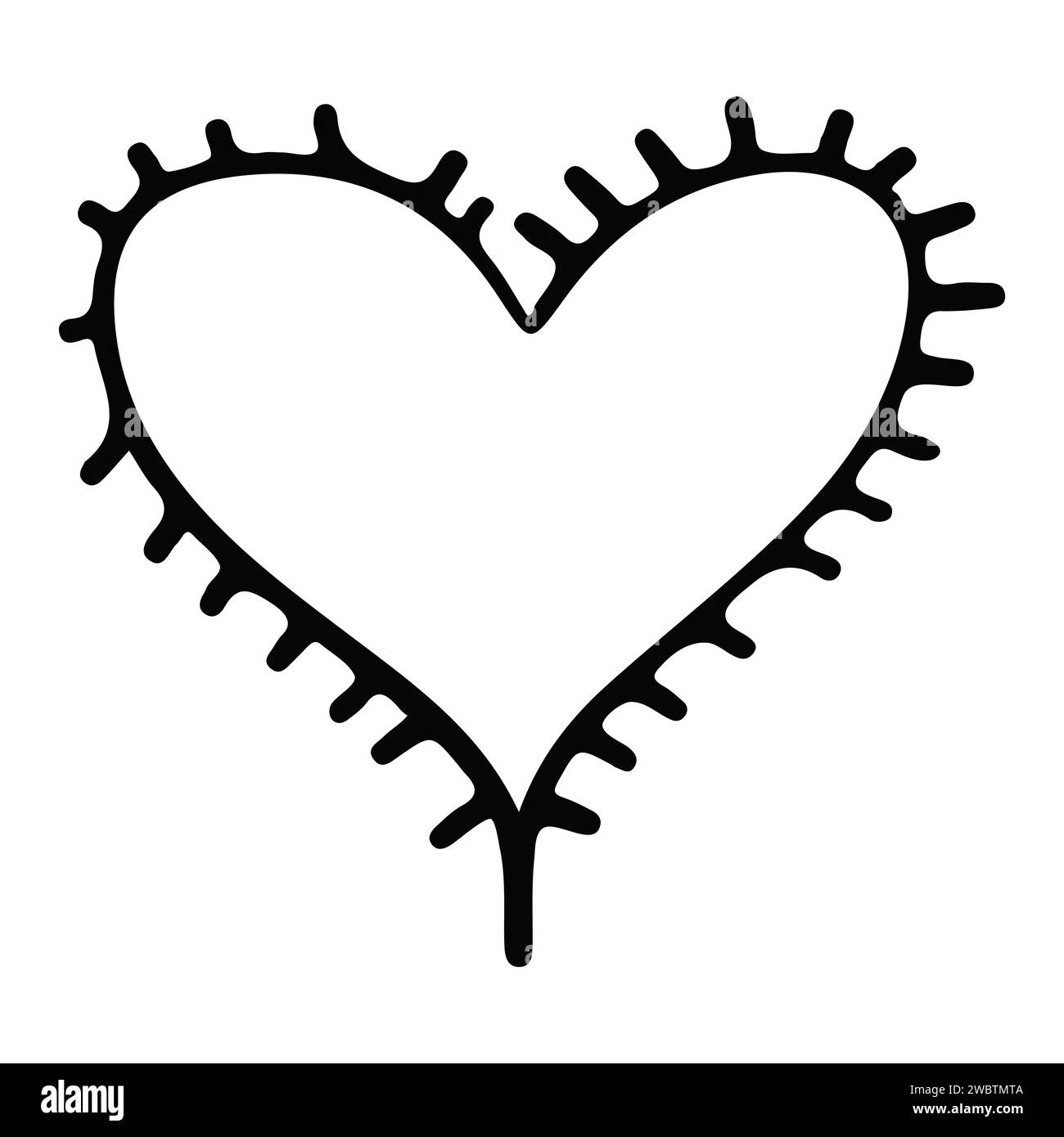 Doodle sketch heart, hand drawn love heart isolated on white background ...