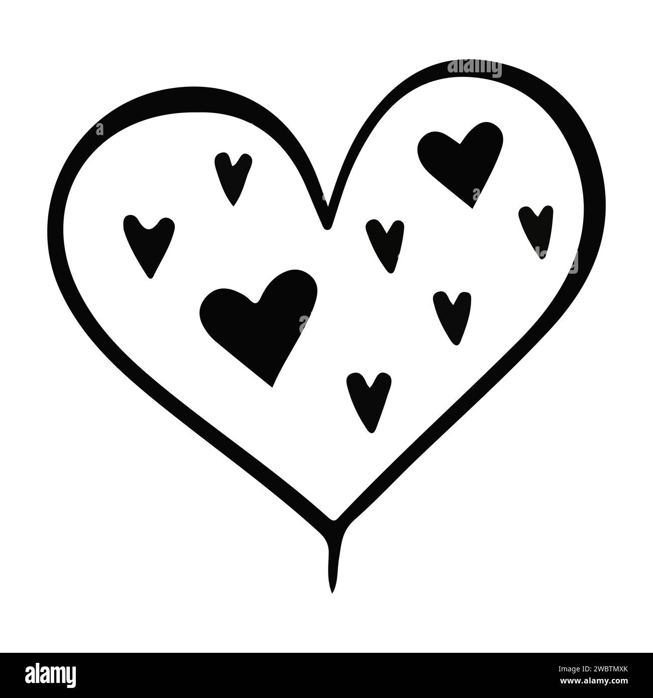 Doodle sketch heart, hand drawn love heart isolated on white background. Vector illustration for ...