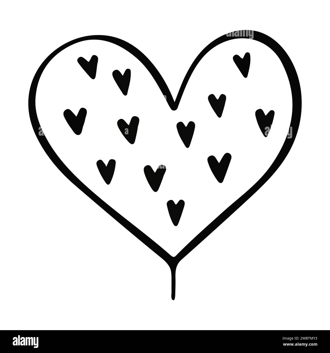 Doodle sketch heart, hand drawn love heart isolated on white background. Vector illustration for ...