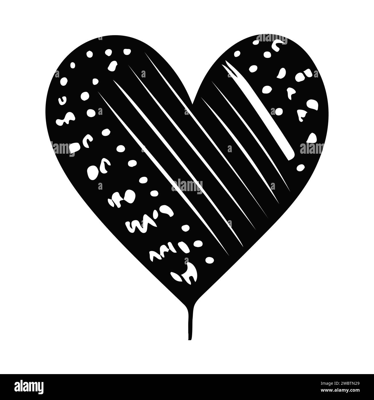 Doodle sketch heart, hand drawn love heart isolated on white background ...