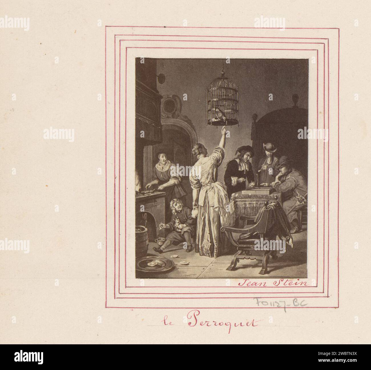 Photo production from a print to the painting interior with a woman who ...