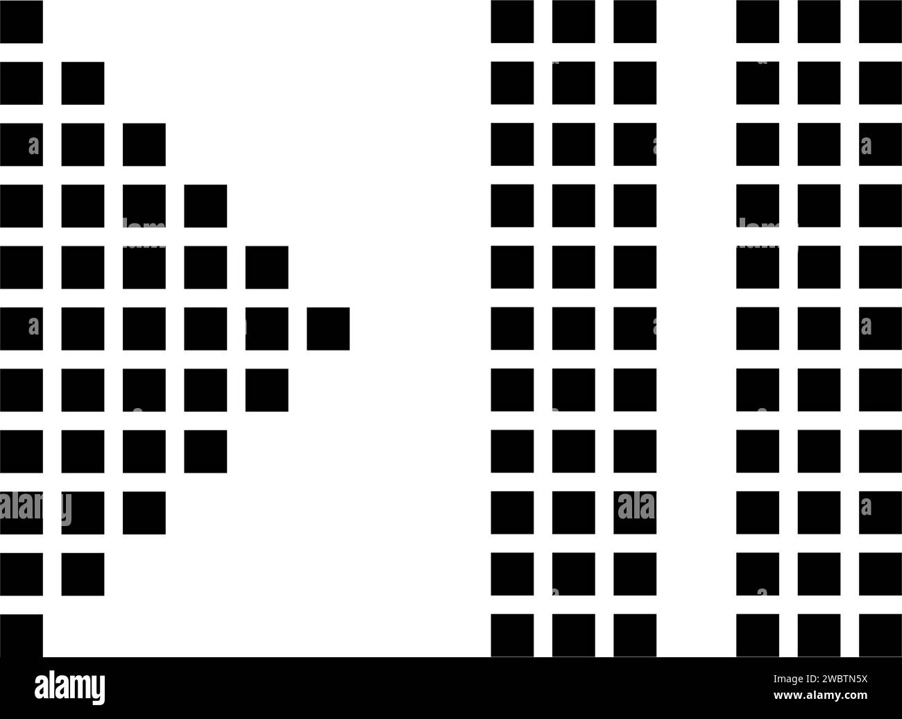 Black pixel arrow of play and pause button on a white background. Retro ...