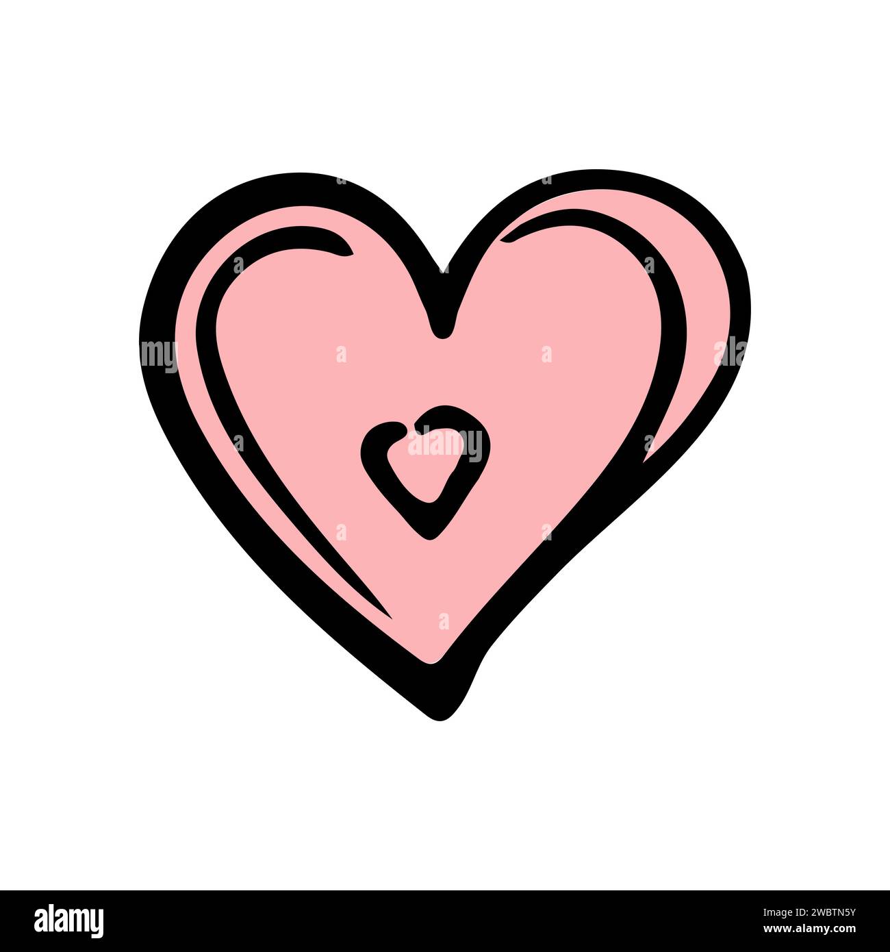Pastel beige sketch heart isolated on white background. Hand drawn love ...