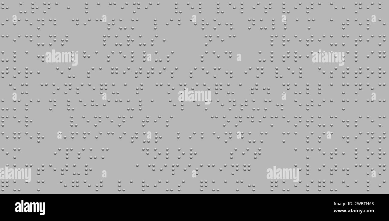 Raised dots of braille text on metallic or plastic plate. Seamless ...