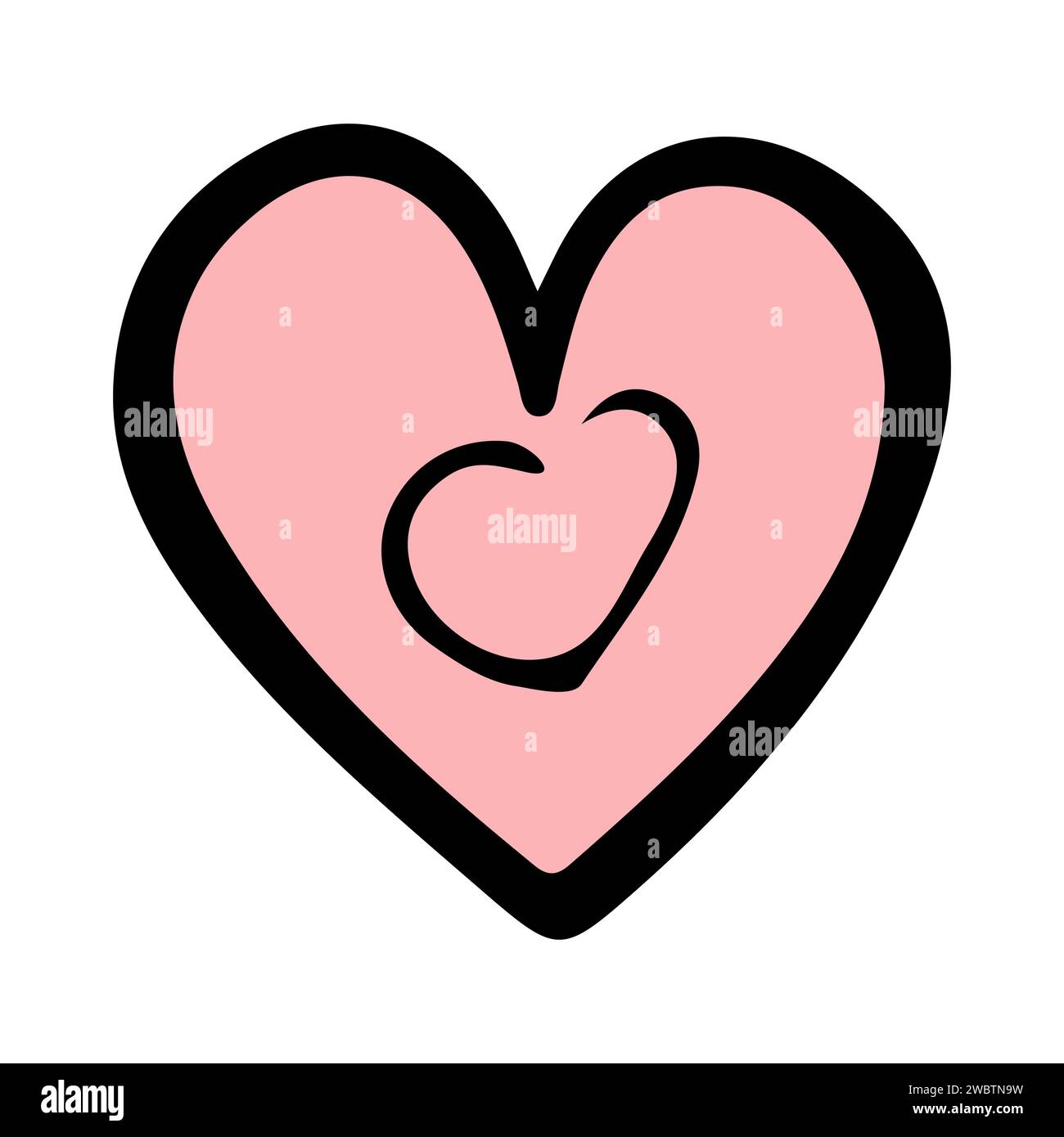 Pastel beige doodle heart isolated on white background. Hand drawn love ...