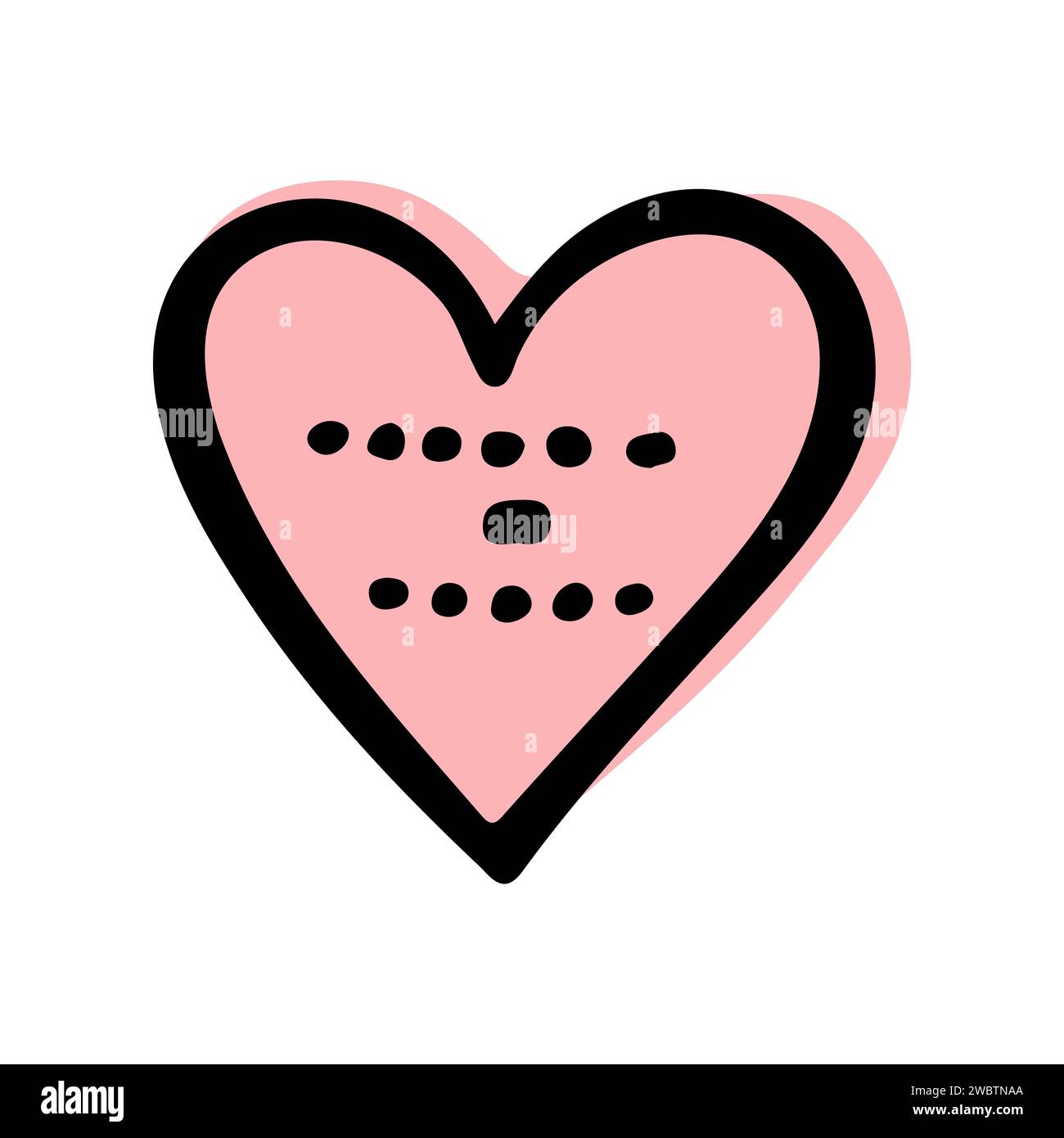 Pastel beige doodle heart isolated on white background. Hand drawn love ...