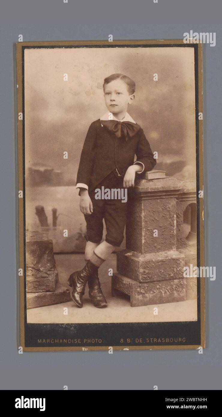 Portrait of an unknown boy at a balustrade, E. Marchandise, 1891 - 1900 ...
