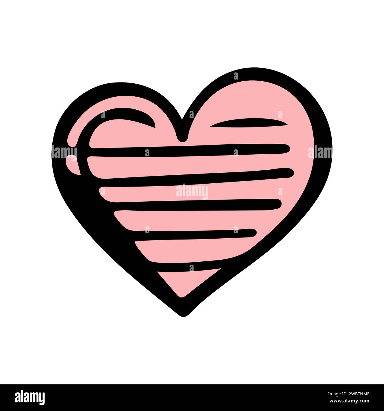 Pastel beige doodle heart isolated on white background. Hand drawn love ...