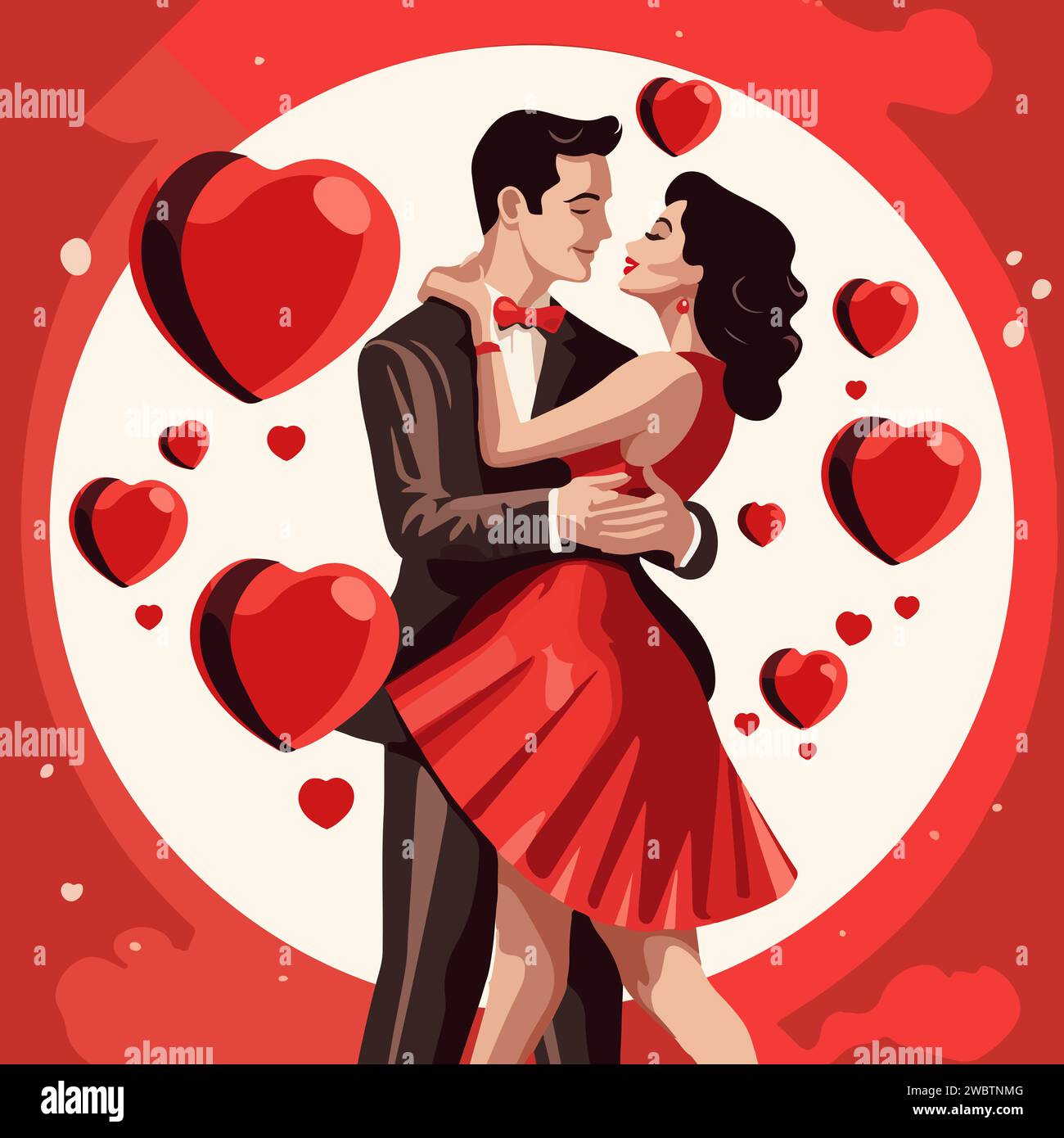 Valentines day greeting card, cute poster. Vector illustration of a ...