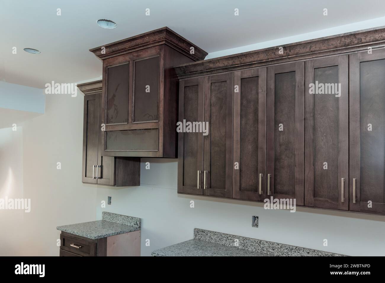 New home is being fitted with custom modular kitchen cabinets Stock ...