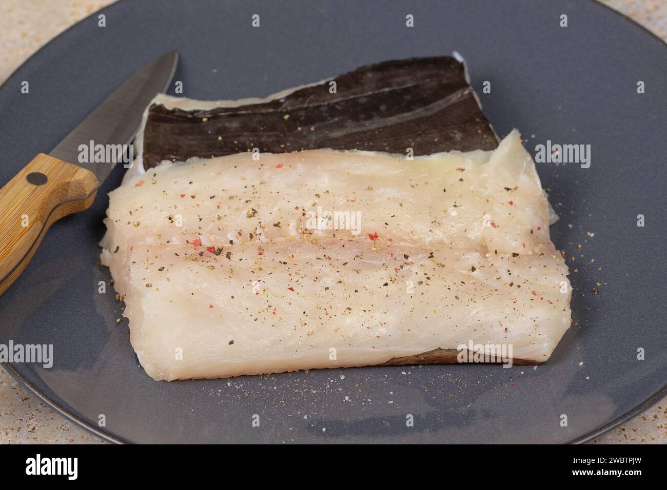 raw conger eel fillet, close-up, on a plate Stock Photo - Alamy