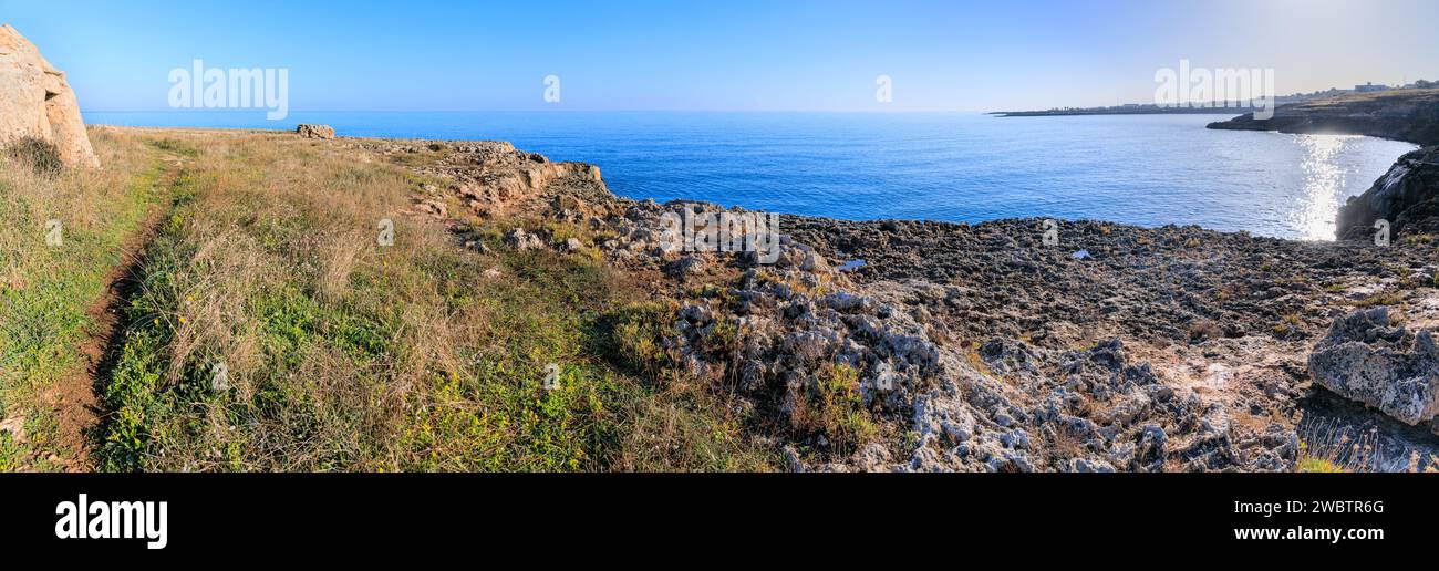 The most beautiful Apulian coast in Italy: Cala Corvino. Typical ...