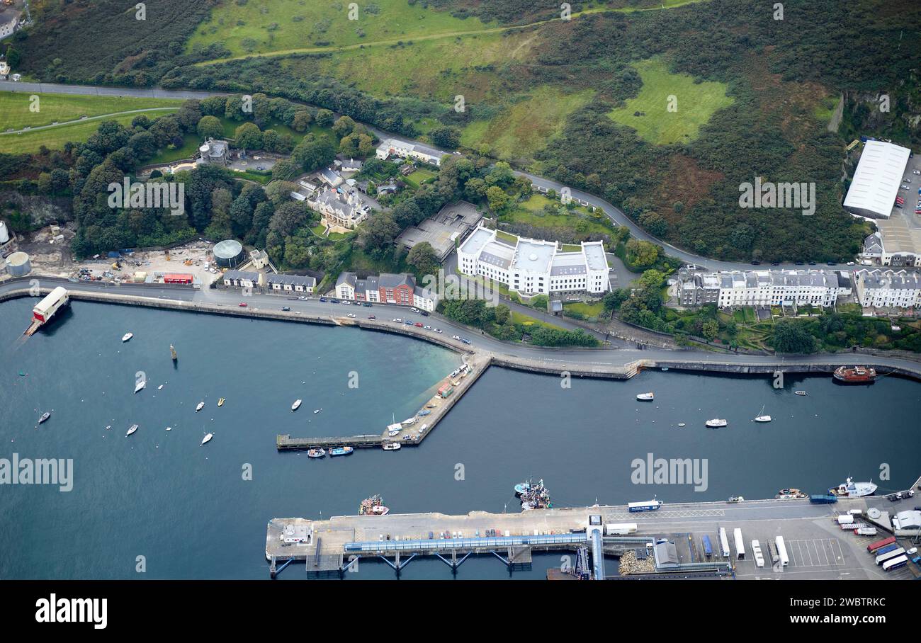 An aerial photograph of Douglas, capital of the Isle of Man Stock Photo ...