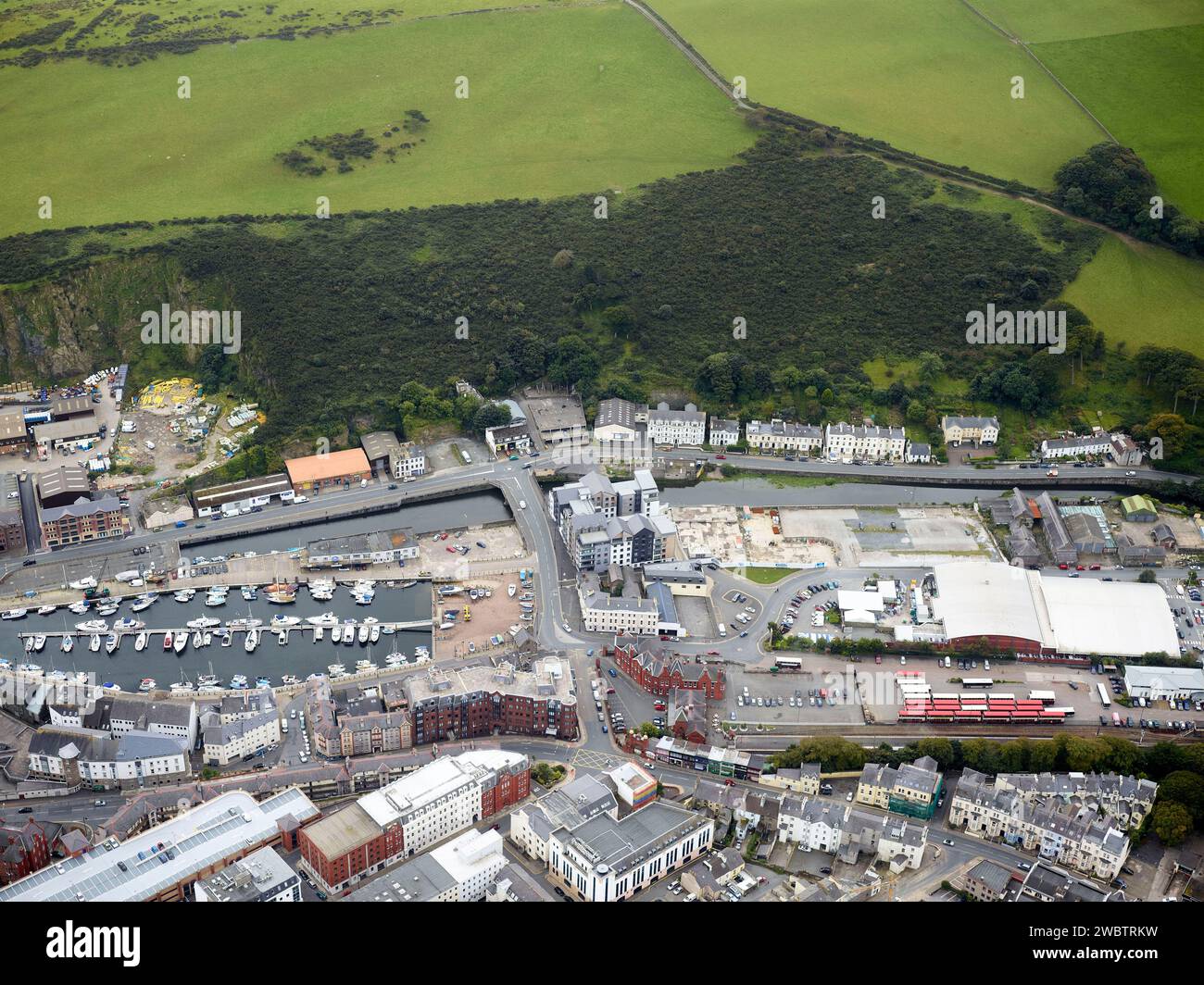 An aerial photograph of Douglas, capital of the Isle of Man Stock Photo ...
