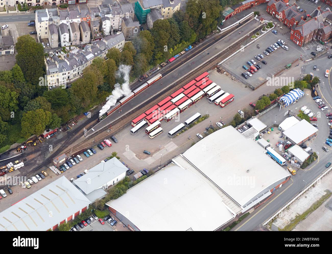 An aerial photograph of Douglas, capital of the Isle of Man Stock Photo ...