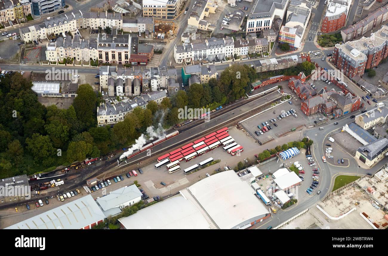 An aerial photograph of Douglas, capital of the Isle of Man Stock Photo ...