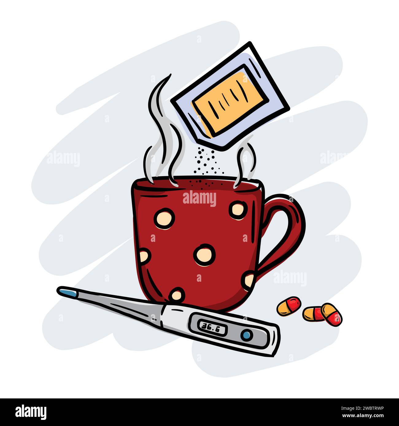 Hot beverage for the treatment of colds, a sachet of medicines ...