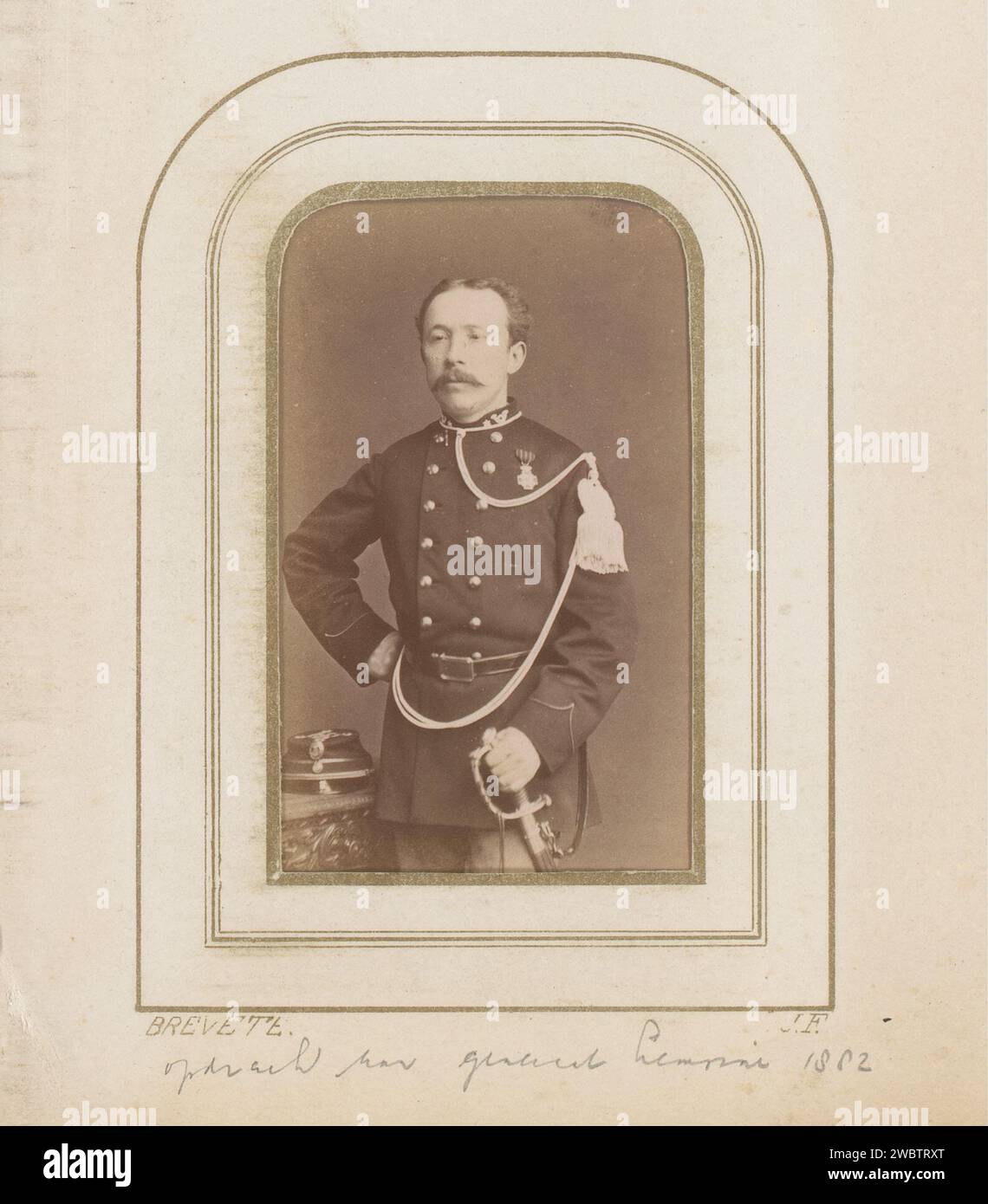 Portrait of a man with mustache in uniform, Albert Delabarre, 1882 ...