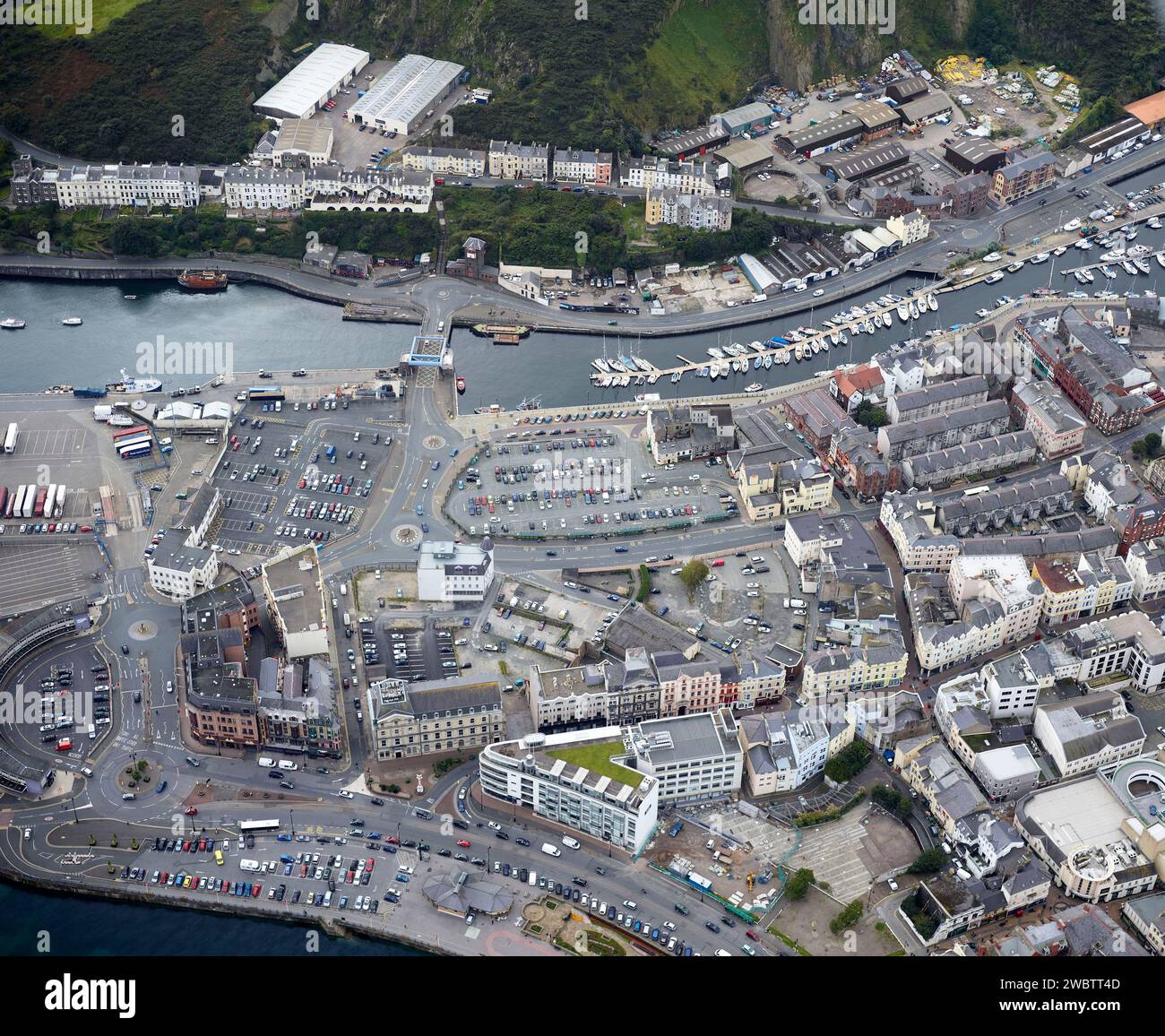 An aerial photograph of Douglas, capital of the Isle of Man Stock Photo ...