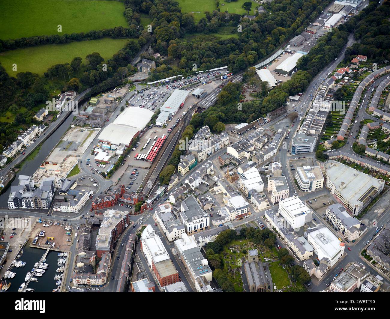 An aerial photograph of Douglas, capital of the Isle of Man Stock Photo ...